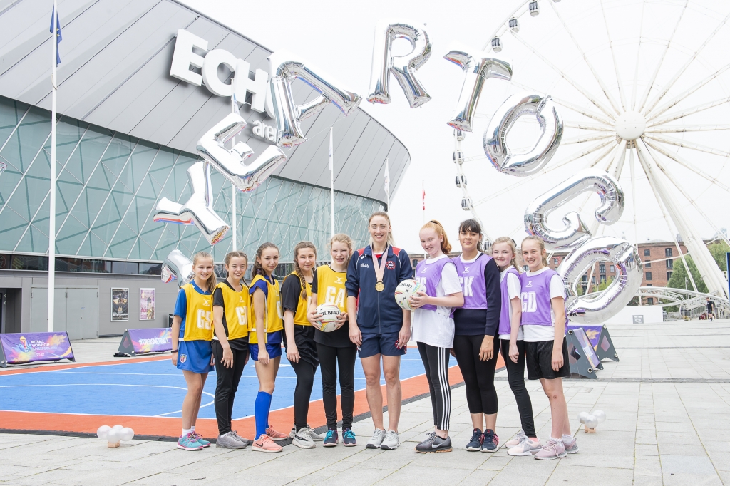 England’s Jade Clarke joins local schoolchildren In Liverpool too mark ...